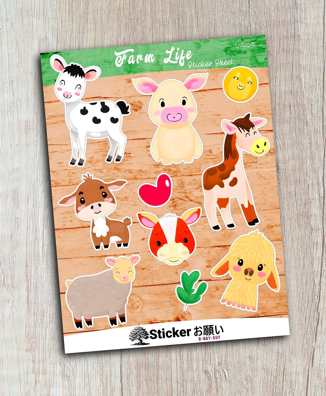 Kids Farm Animals Sticker Sheet - Glossy or Matte, Cute & Colorful ...