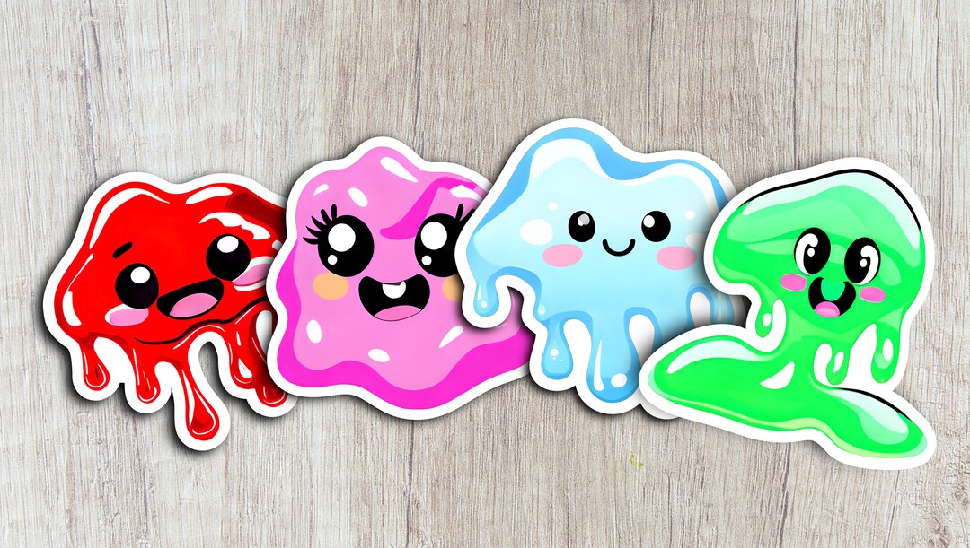 Expressive Slime Stickers: Ideal for Planners, Journals, & Bottles - 4 ...