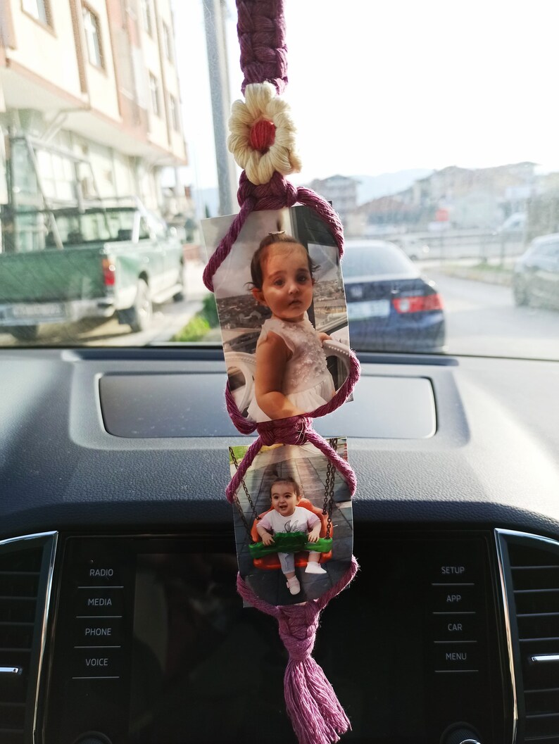 Daisy Macrame Polaroid Photo Car Hanger Photo Car Charm Rearview Mirror ...