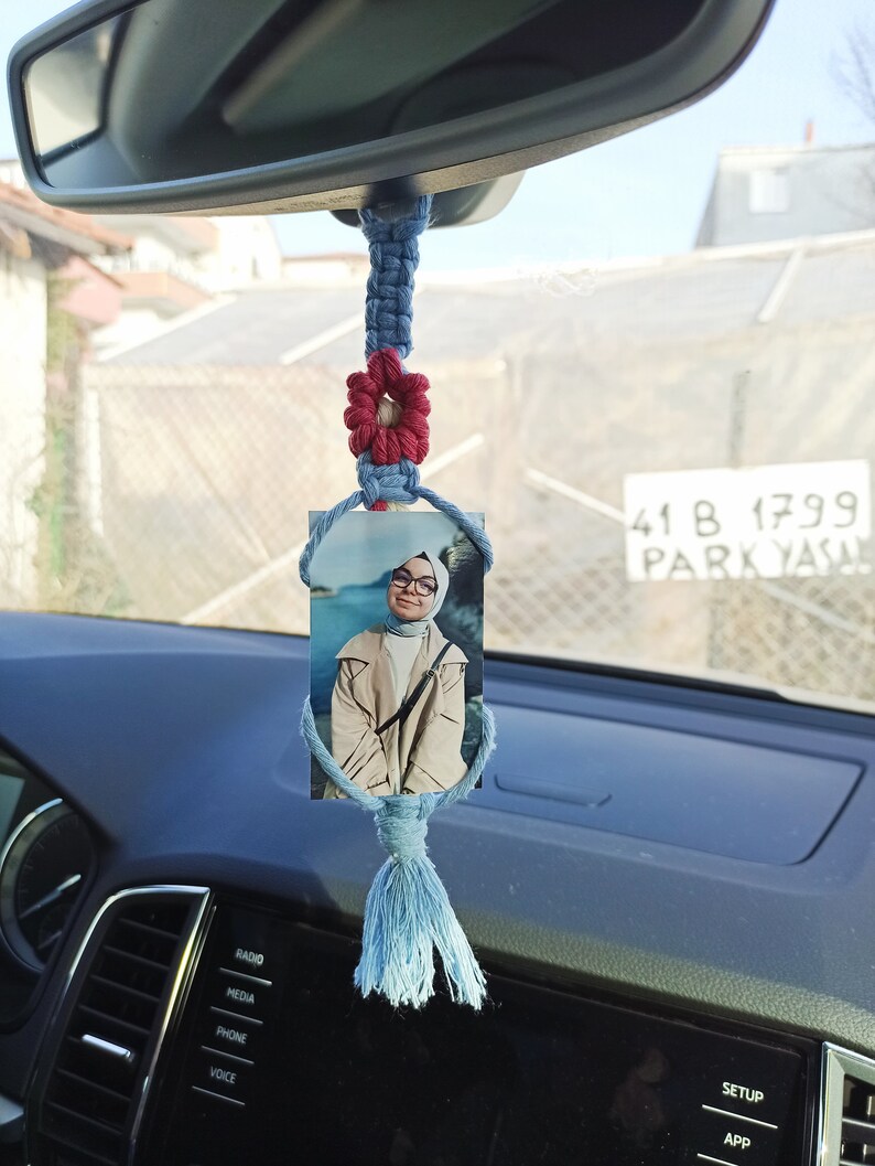 Daisy Macrame Polaroid Photo Car Hanger Photo Car Charm Rearview Mirror ...