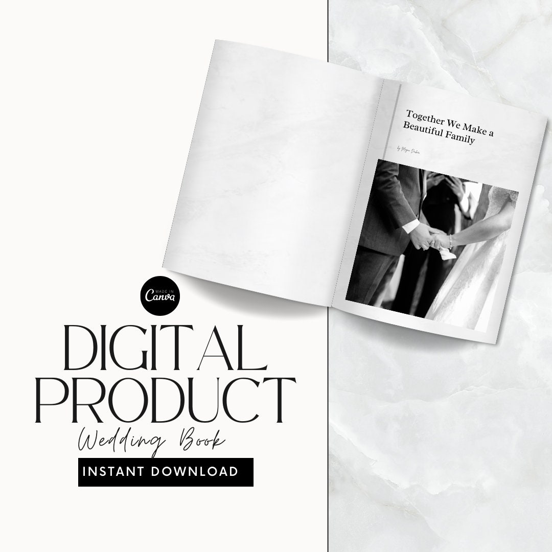 Wedding Photo Magazine Template Canva, Wedding Album Design, Wedding ...