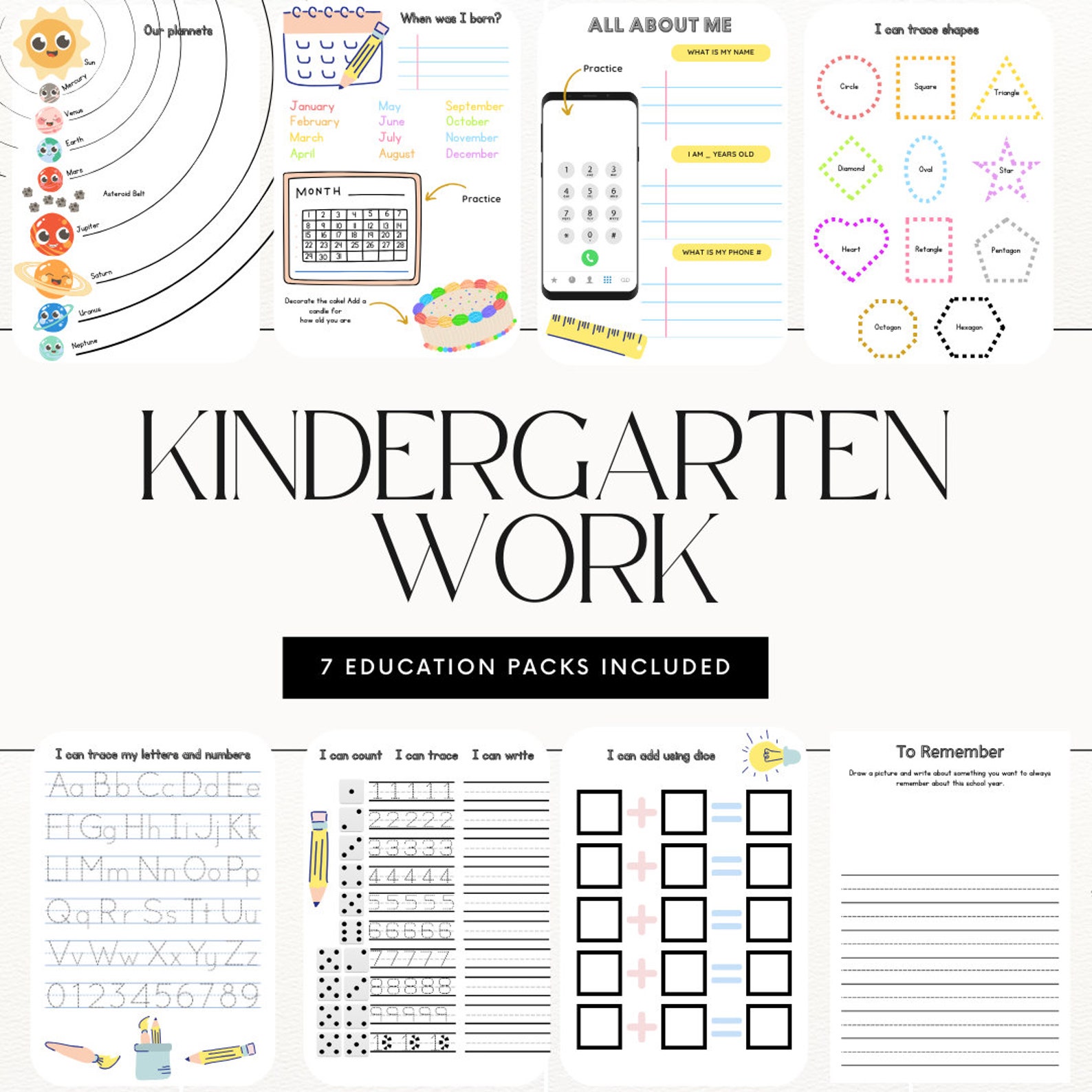 Preschool Pre-k + Kindergarten Learning Bundle, Printable Activity ...