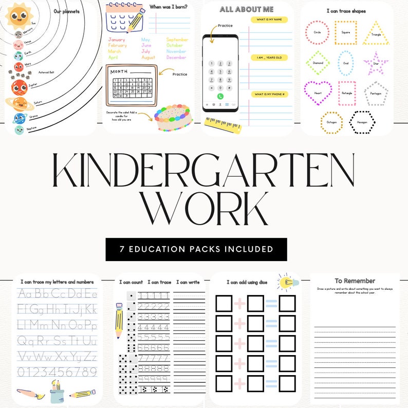 Preschool Pre-k + Kindergarten Learning Bundle, Printable Activity ...