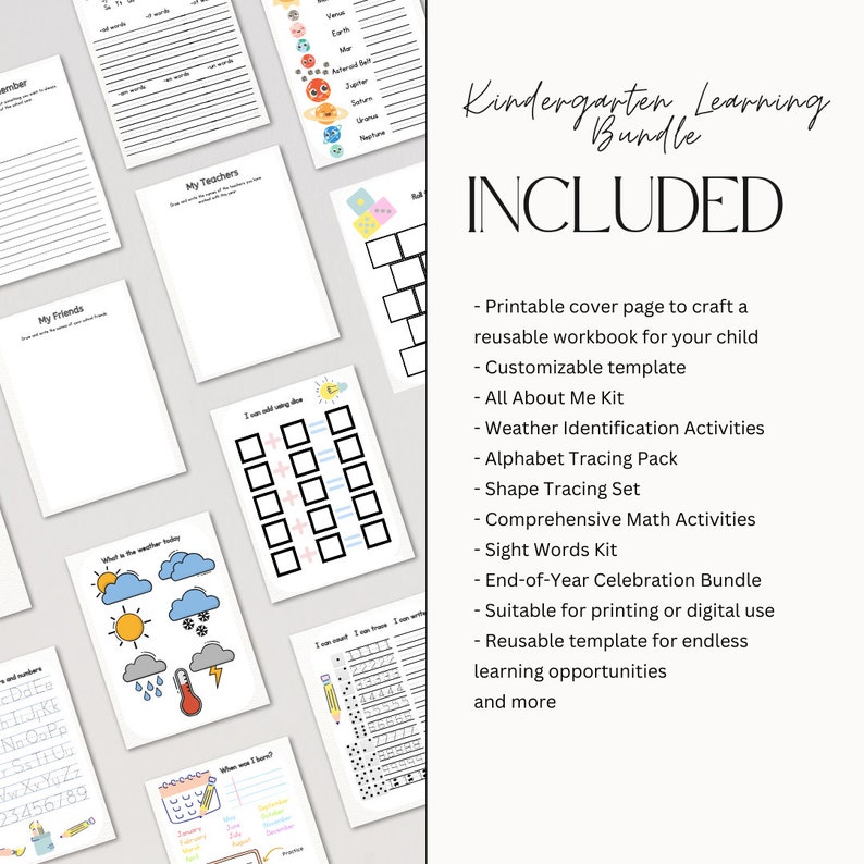 Preschool Pre-k + Kindergarten Learning Bundle, Printable Activity ...