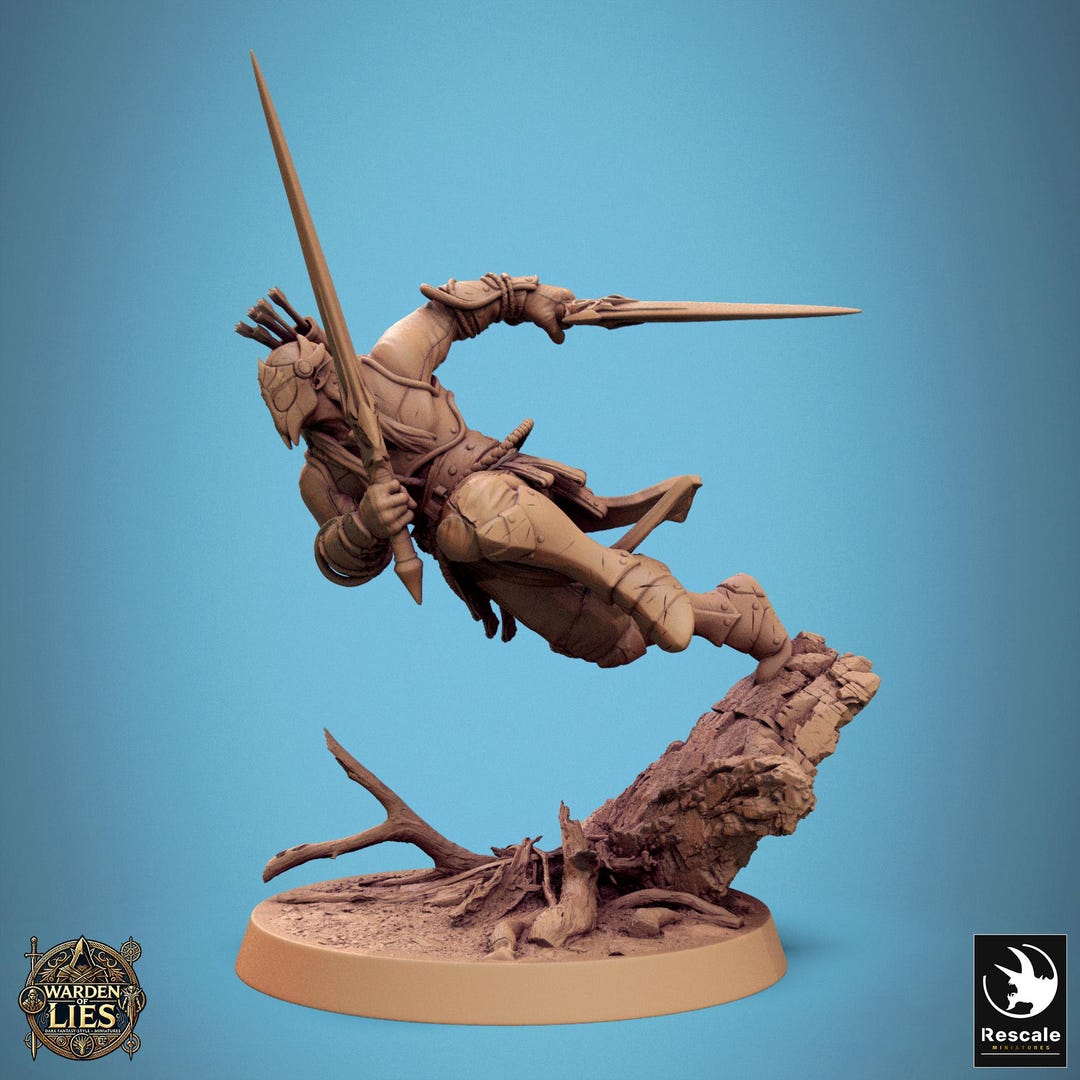 Elven Moon Sentinel Jump Attack by Rescale Miniatures | DND | D&D ...