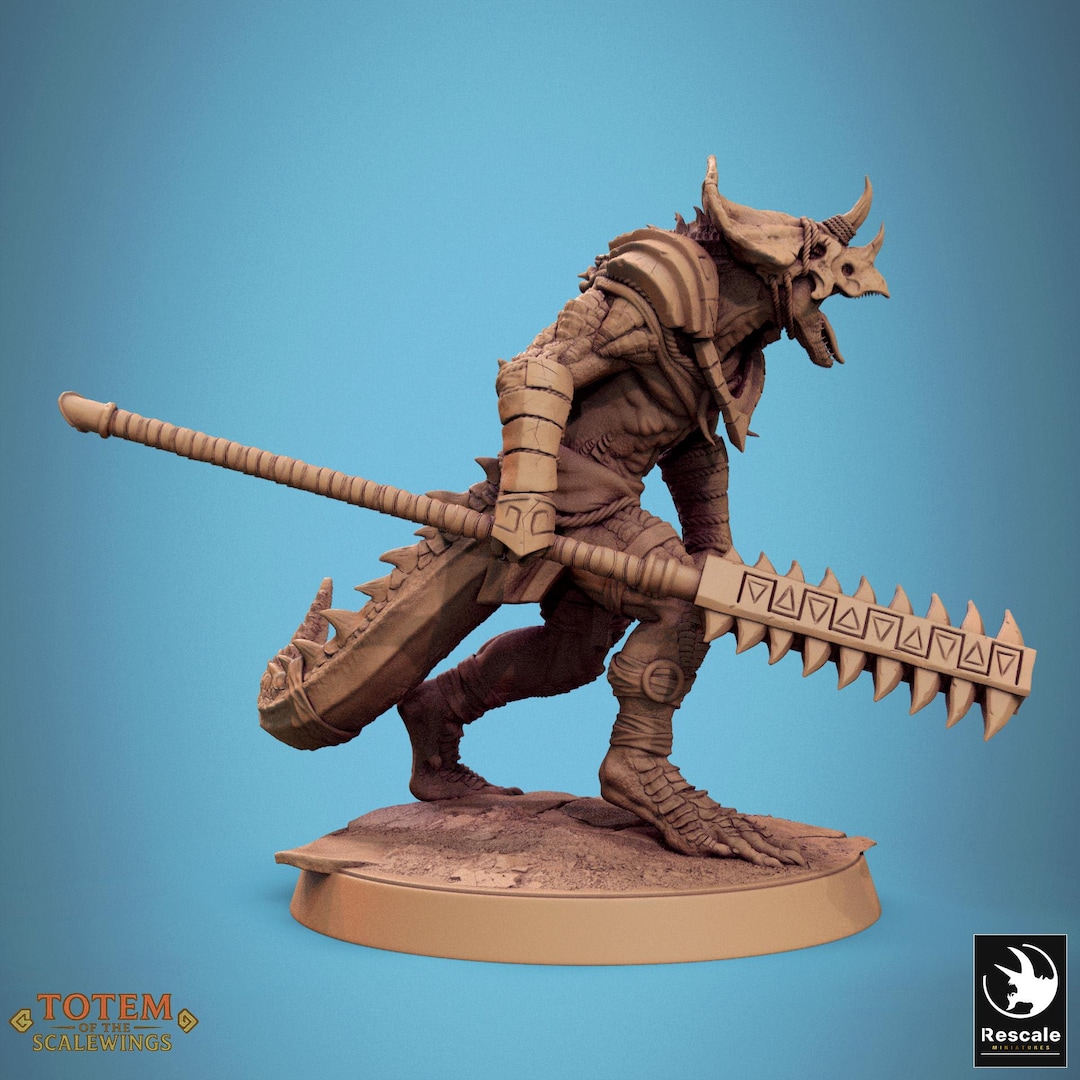 Lizardman Grimscale With Spear, Walking by Rescale Miniatures | DND | D ...