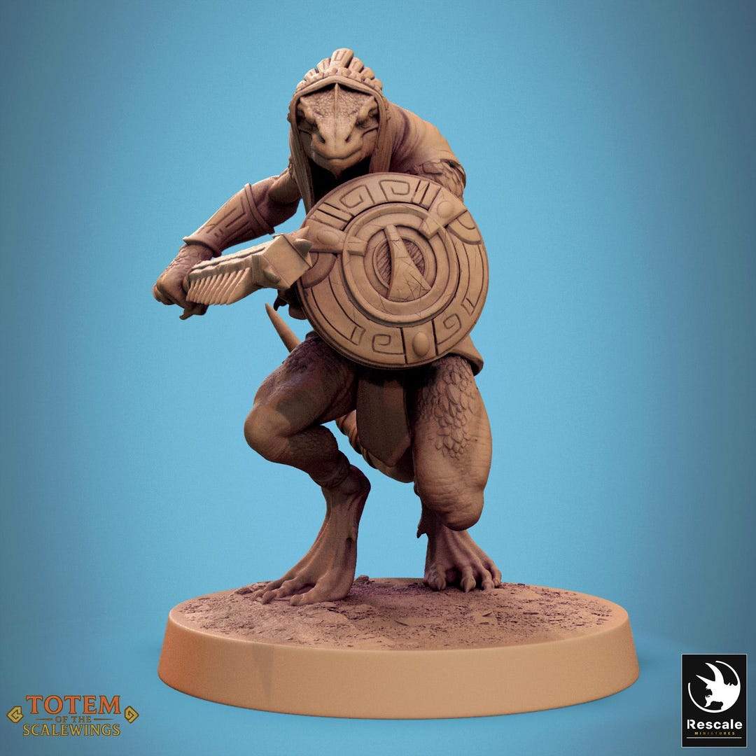 Lizardman Murkborn Miniature: Sword and Shield - D&D TTRPG Figure - Etsy