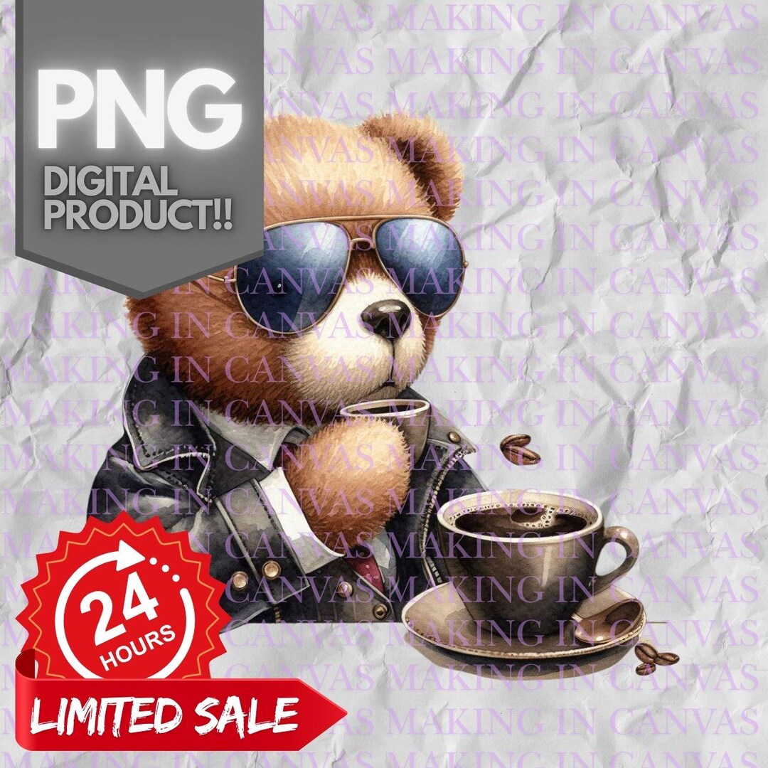 Watercolor Coffee Bear Clipart, Coffee Bear PNG, Bear Coffee Shirt ...