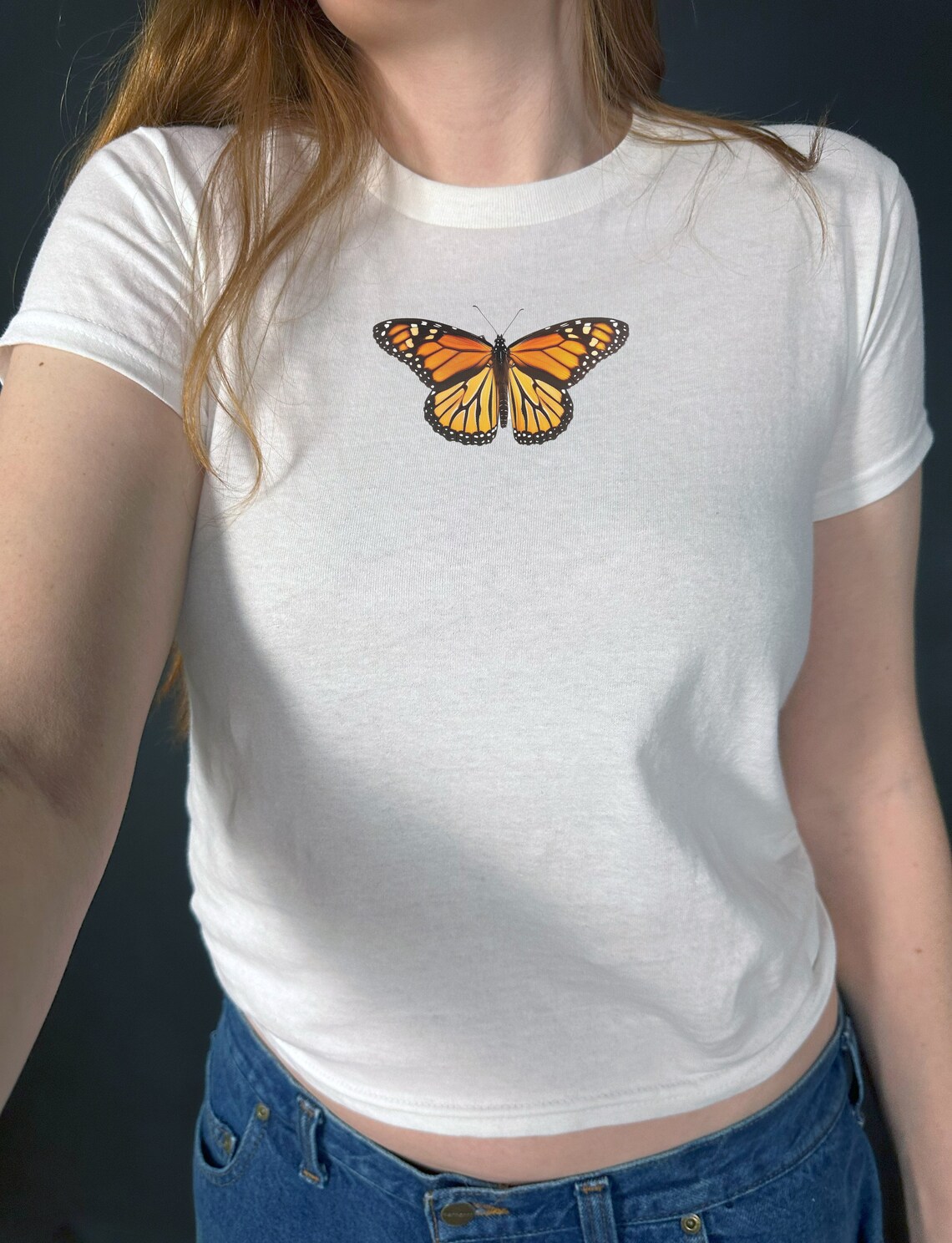 Baby Tee Butterfly Baby Tee Y2K Crop Top Y2K Baby Tee Aesthetic ...