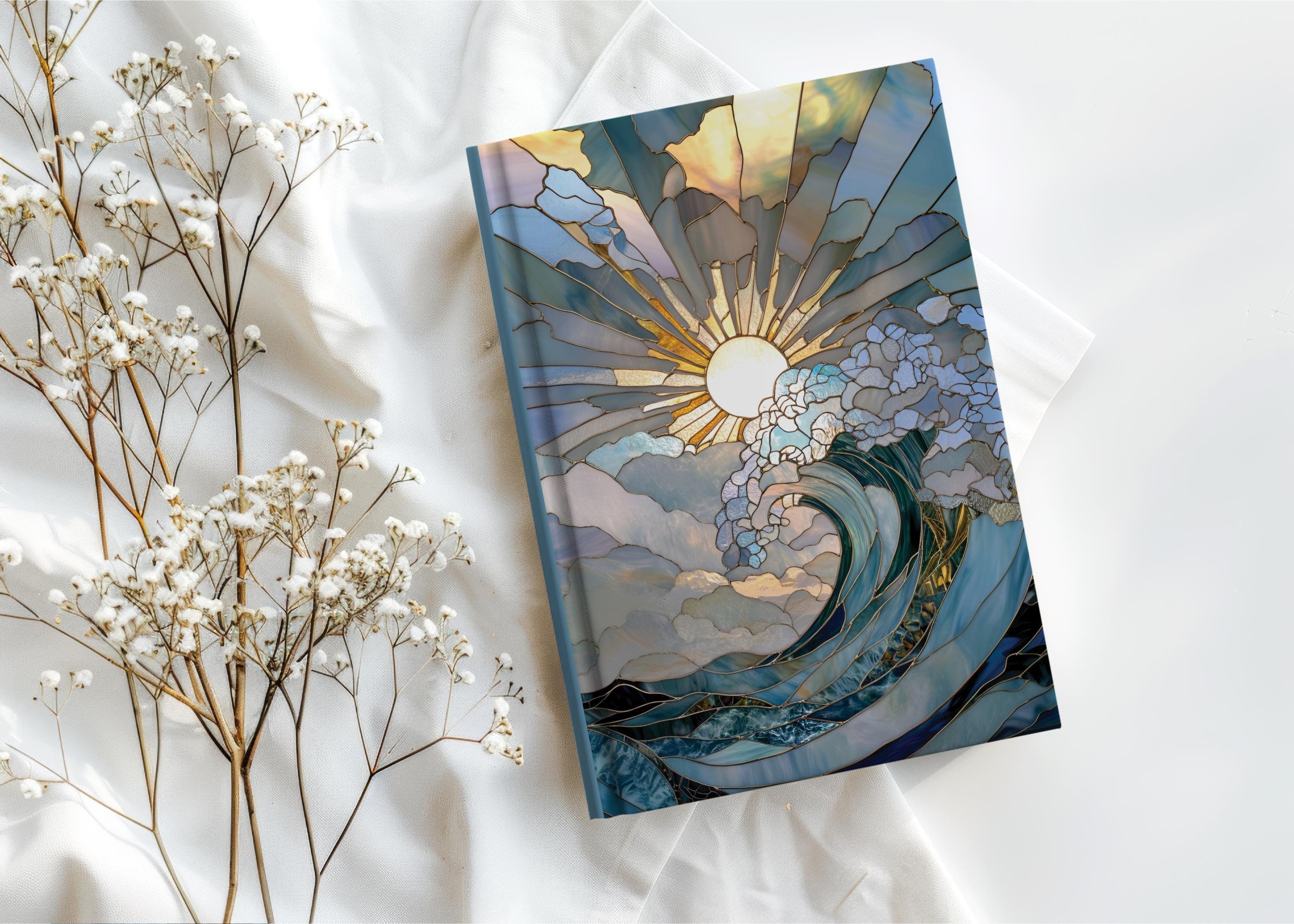 Stained Glass Sunset Journal, Sun Rise Meditation Notebook, Hard Cover ...