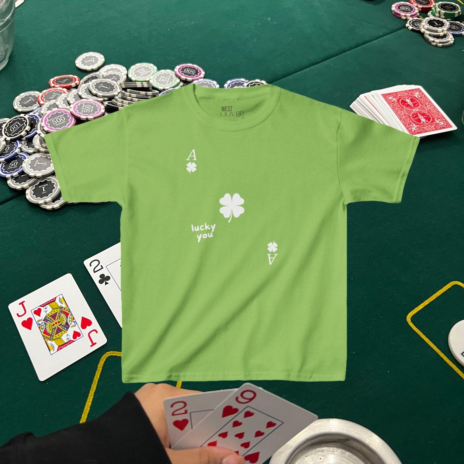 Lucky You Shamrock Baby Tee Women St Patricks Day Crop Top Ace Card ...