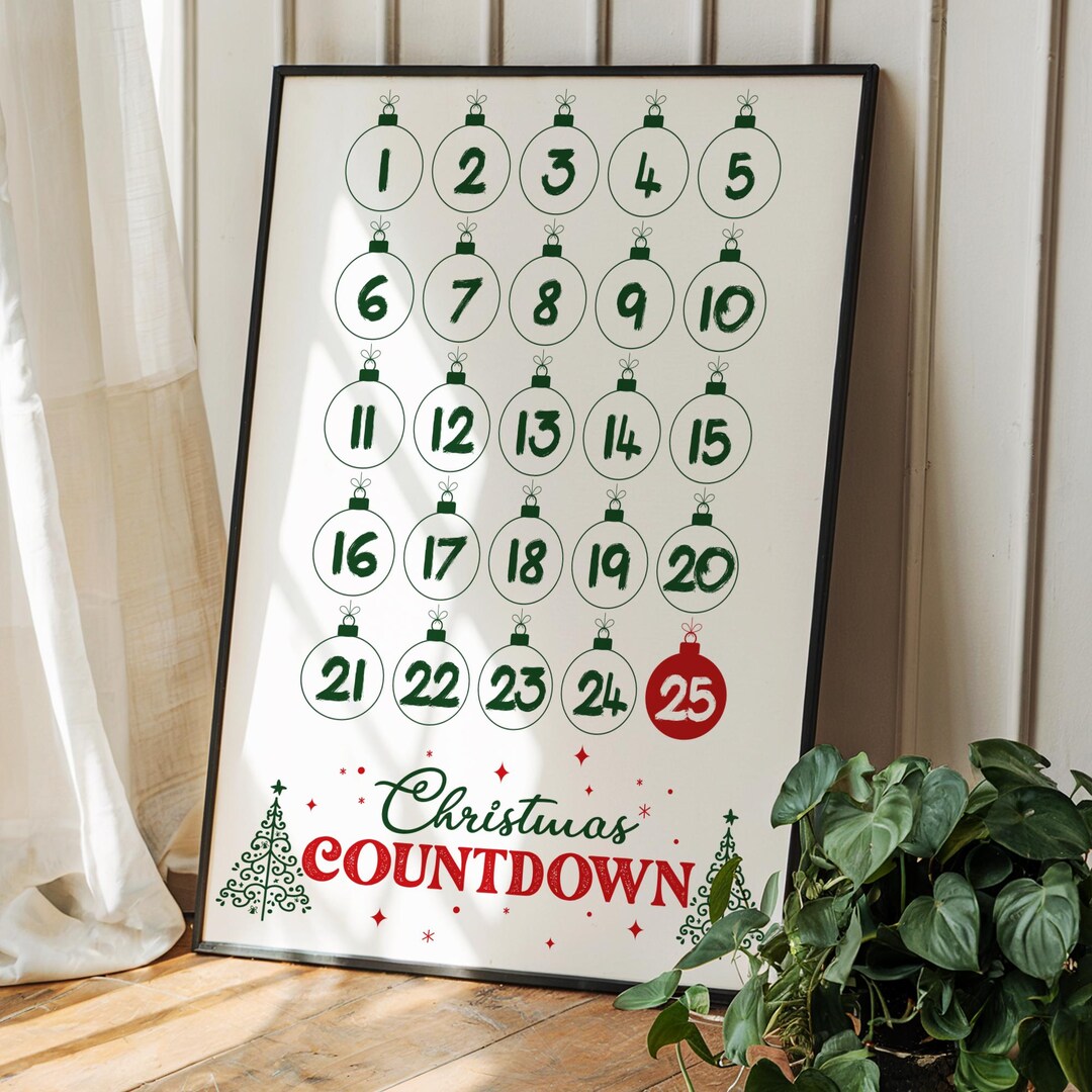 Christmas Countdown Print, Christmas Wall Print, Framed Poster ...