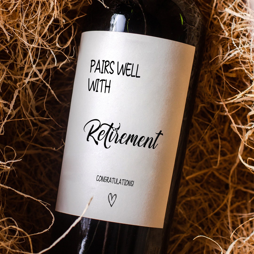 Retirement Wine Label, Coworker Gift, Wine Bottle Label, Champagne ...