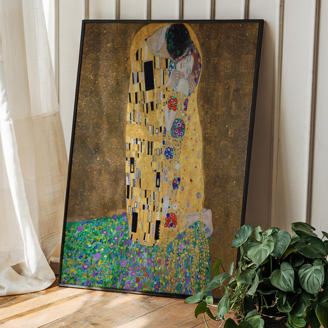 The Kiss Framed Wall Art, Gustav Klimt, Wall Decor, Modern Living Room ...