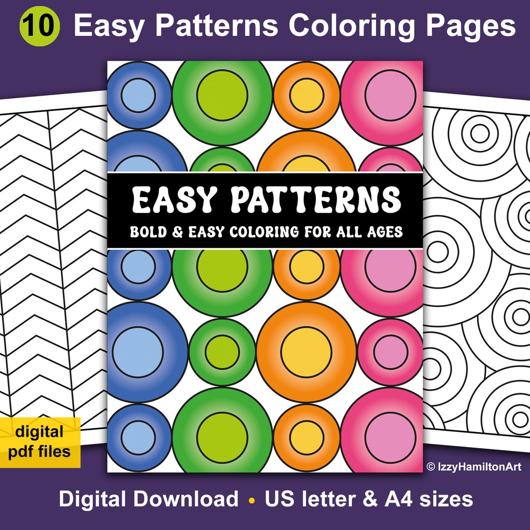 10 Printable Easy Patterns Coloring Pages for Adults, Kids, Teens and ...