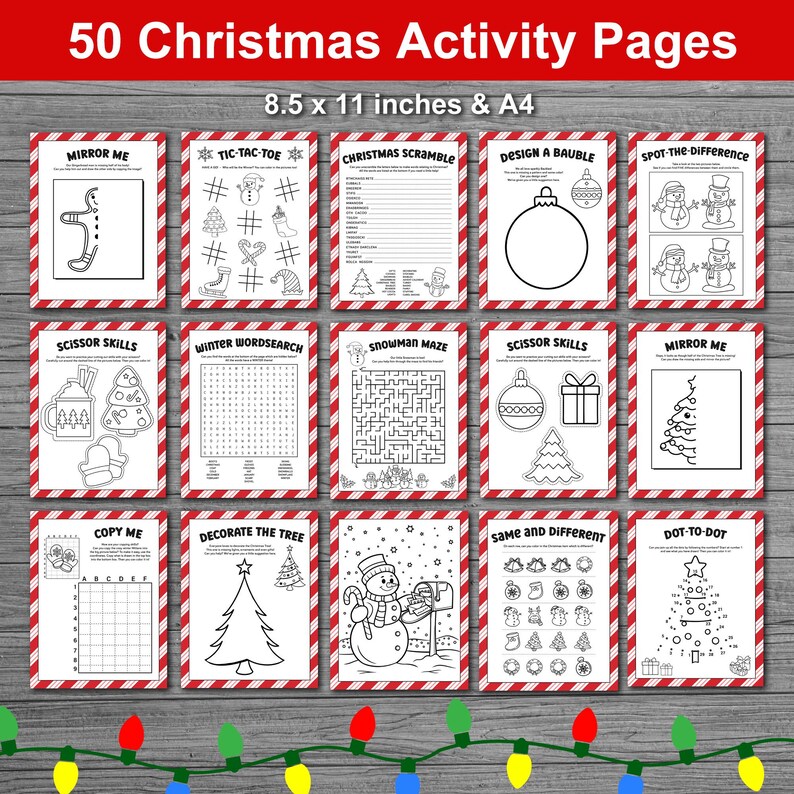 Christmas Activity Pages Bundle for Kids. 50 Printable Christmas ...
