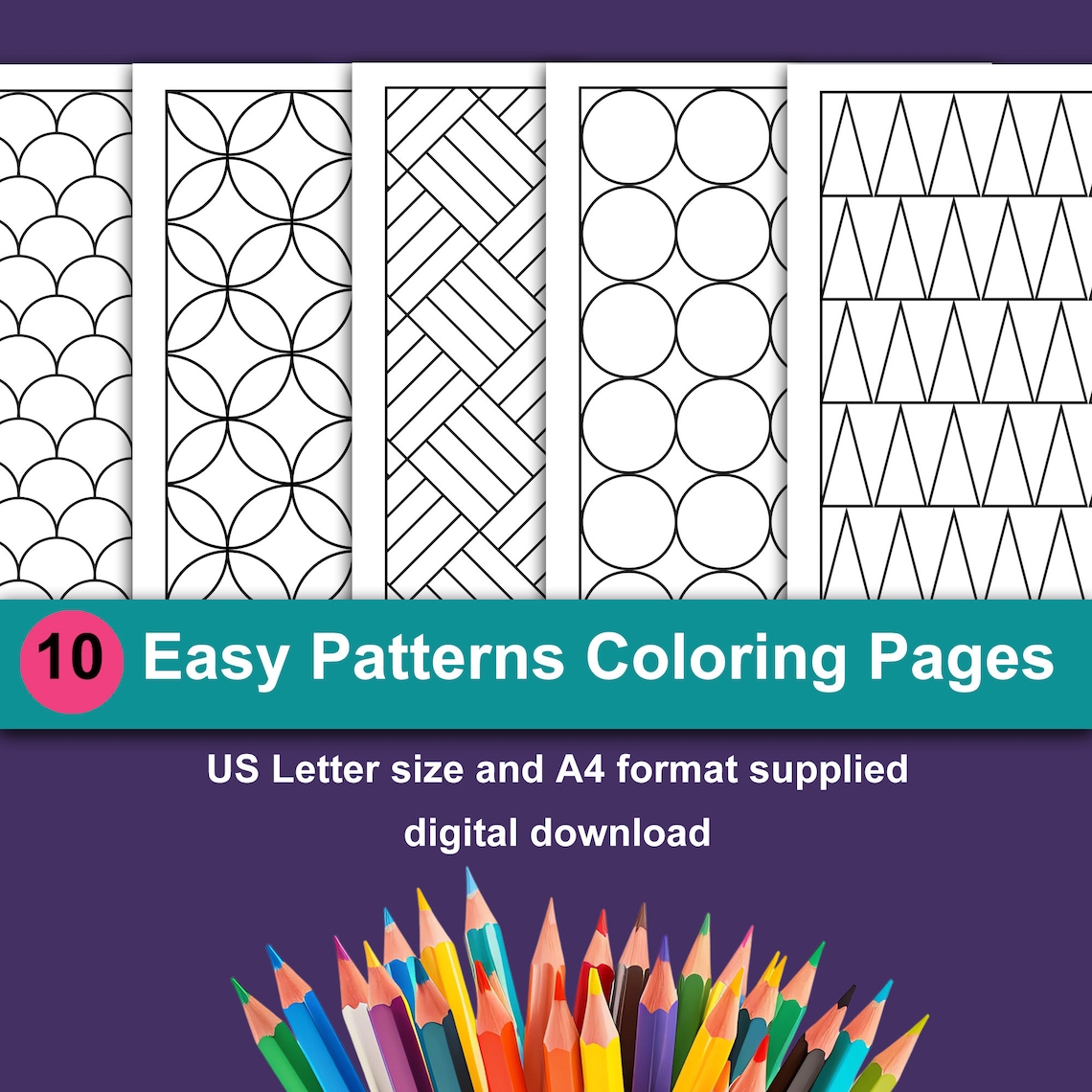 10 Printable Easy Patterns Coloring Pages for Adults, Kids, Teens and ...
