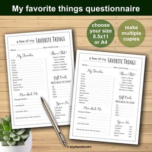My Favorite Things Survey, Employee Coworker Questions, Getting to Know ...