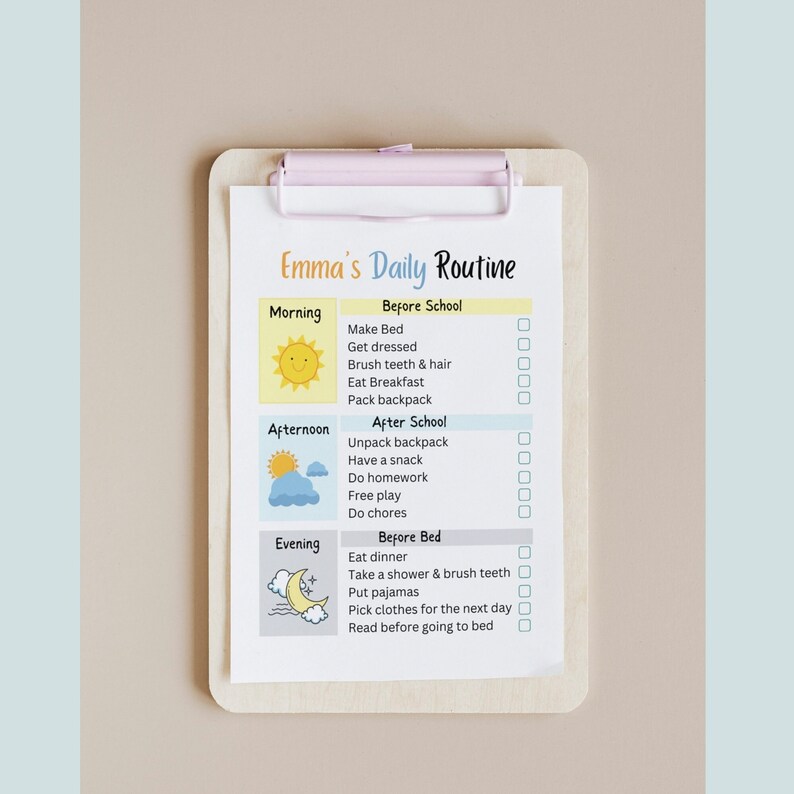 Kids Daily School Routine Checklist,printable Morning and Evening ...