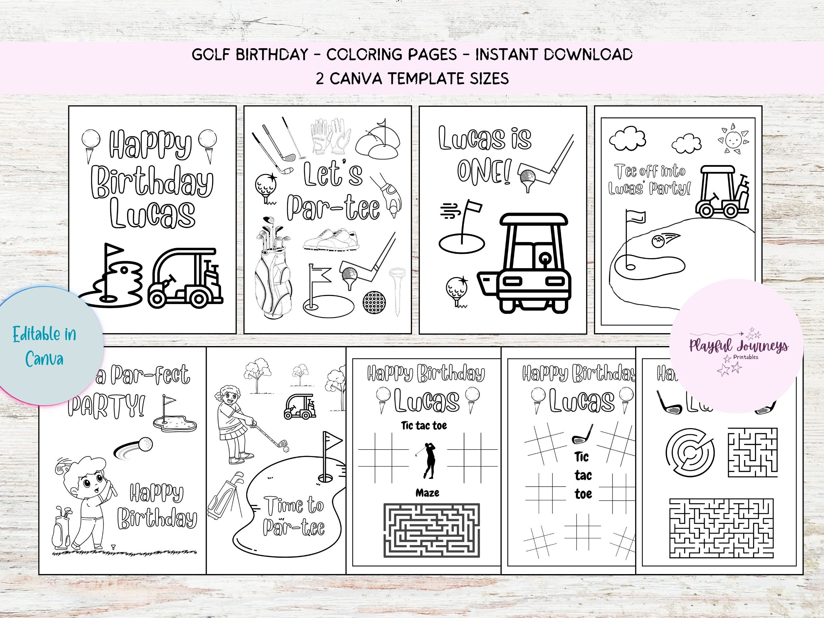 Editable Golf Coloring Pages,golf Activity Pages,golf Birthday Party ...
