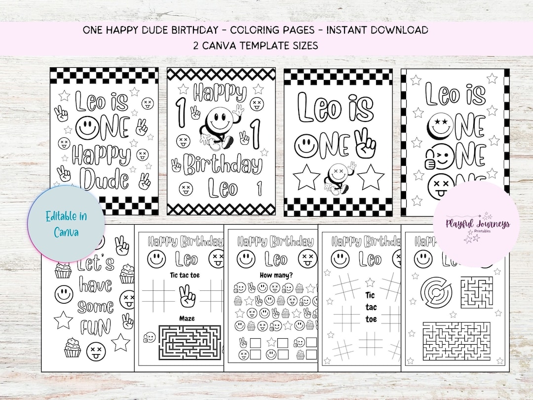 Editable ONE Happy Dude Coloring Pages,happy Dude Activity Pages,one ...