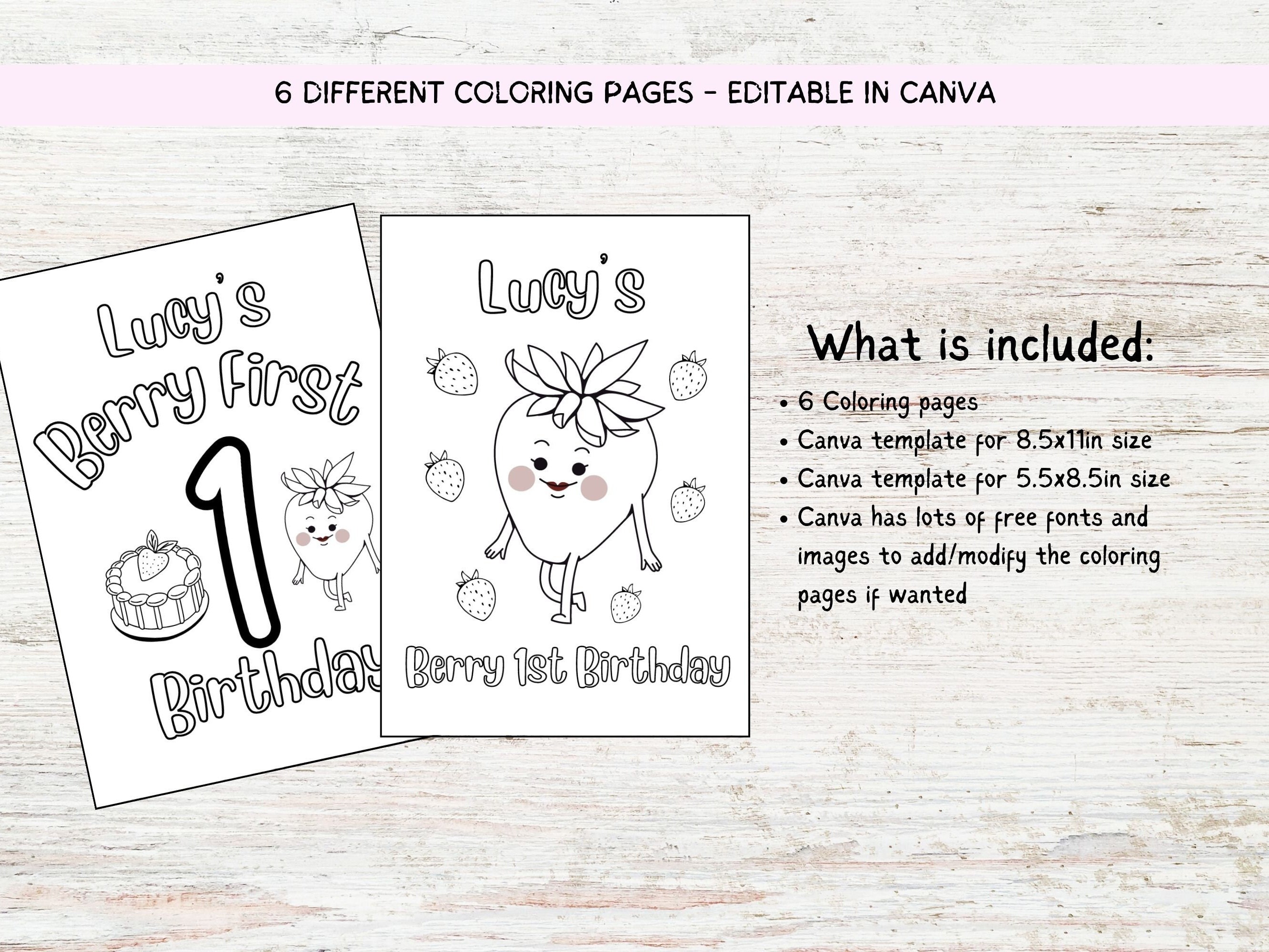 Berry First Birthday Editable Canva Template, Personalized Printable ...
