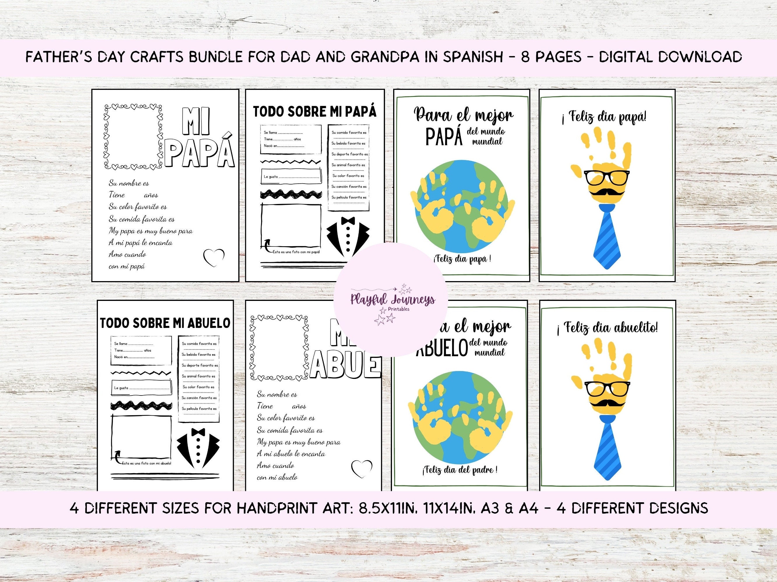 Father's Day Spanish Handprint,dia Del Padre Regalo Para Papa,father's ...