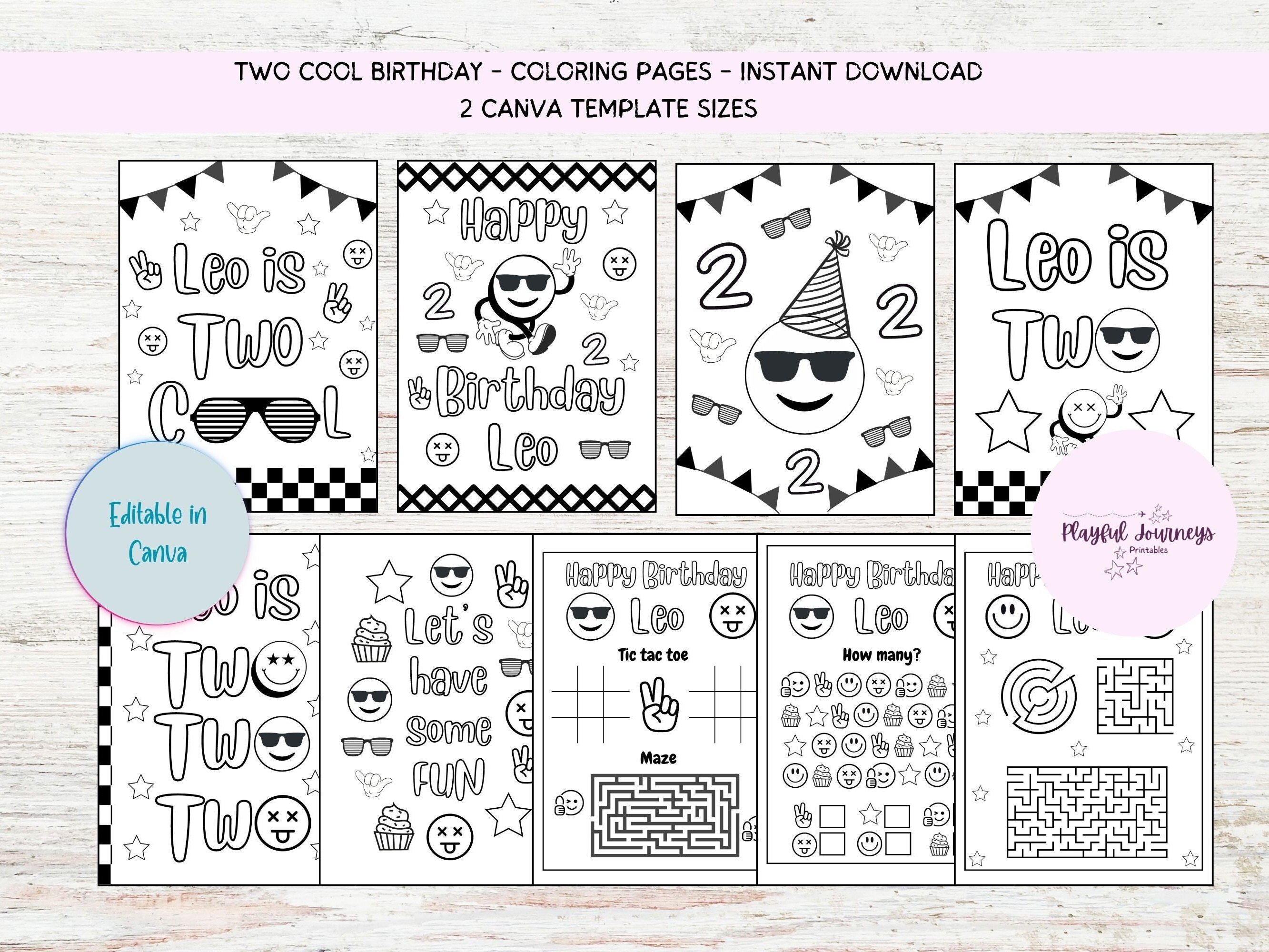 Editable Two Cool Coloring Pages,two Cool Activity Pages,two Cool ...