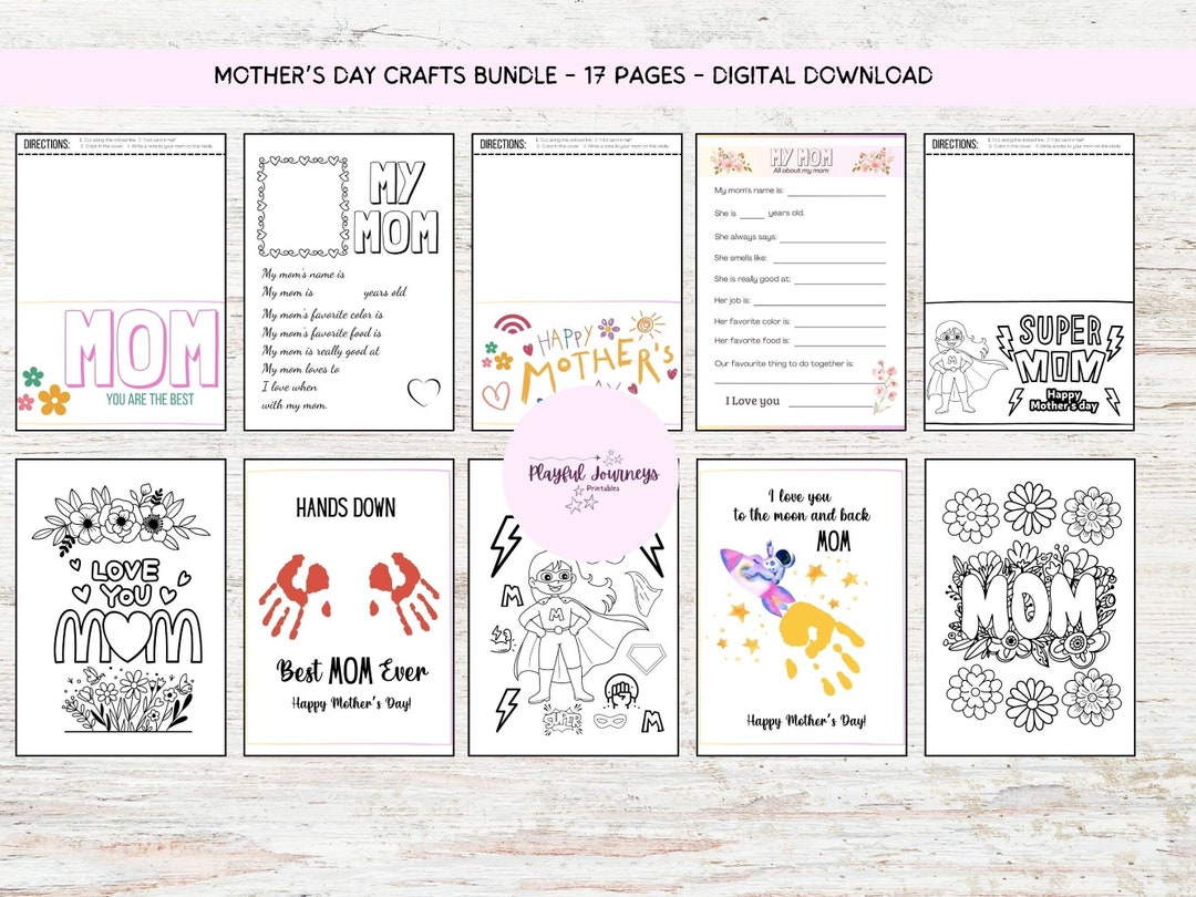 Mother's Day Bundle,handprint Art Craft, Coloring Pages, DIY Crafts ...