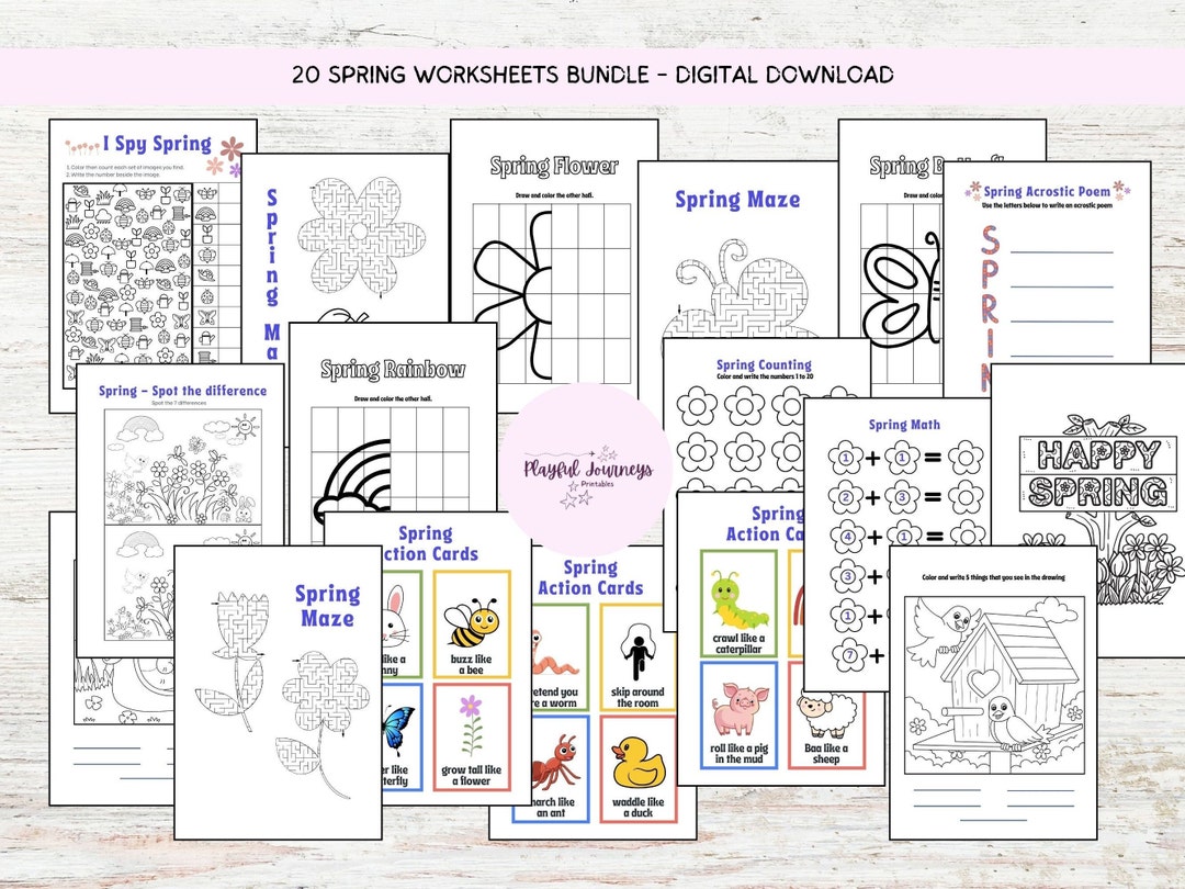 Spring Theme Activity Bundle,spring Printable, Spring Activity Coloring ...