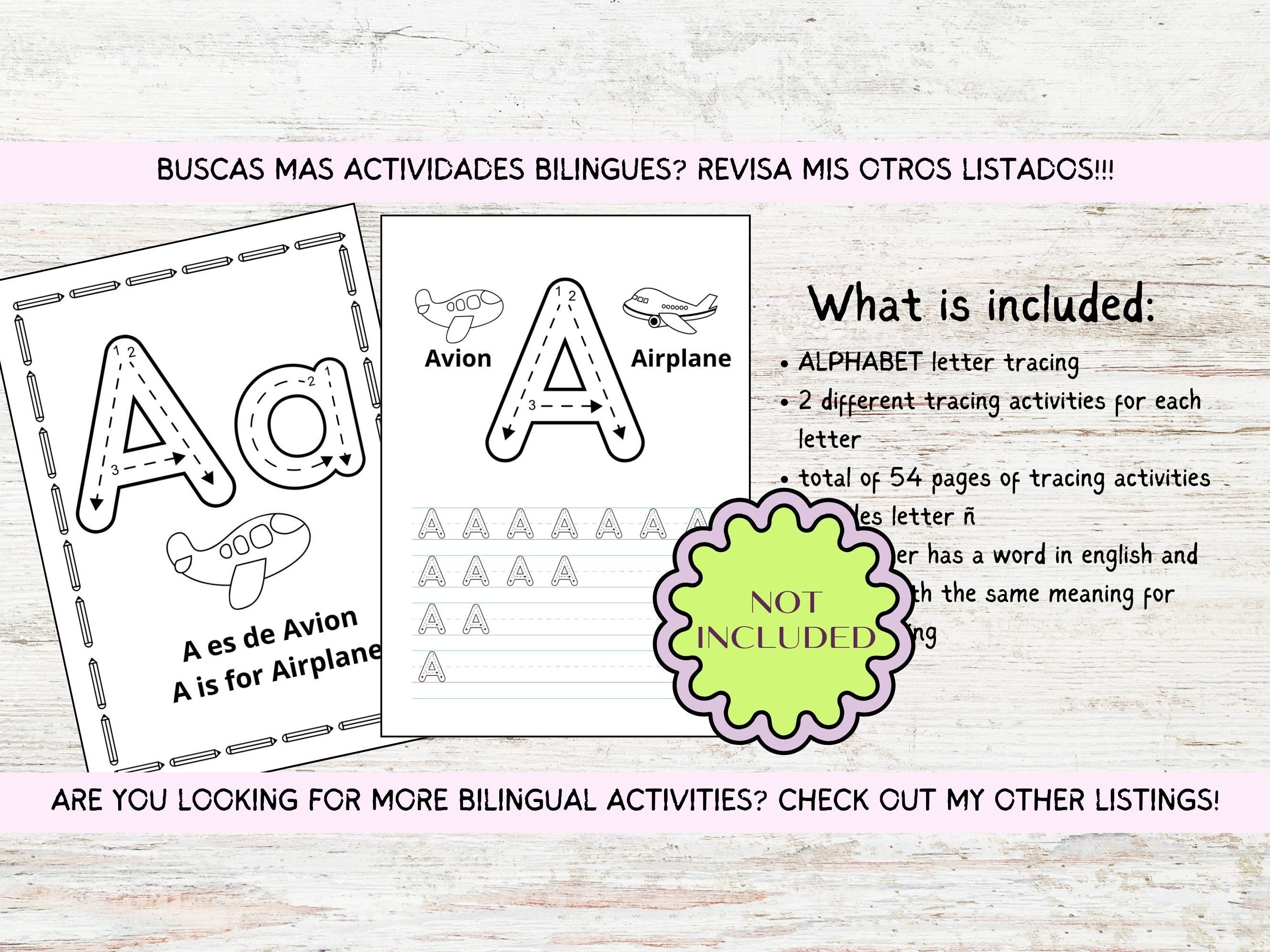 Bilingual Alphabet Flash Cards, English Spanish Learning (digital ...