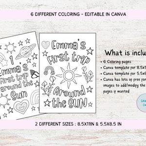 Pink First Trip Around the Sun Birthday,editable Canva Template ...