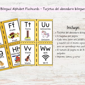 Alphabet Flash Cards,abc Flash Cards, Bilingual Alphabet Flash Cards ...