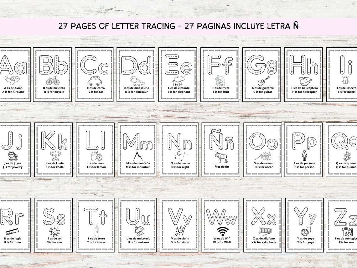 Bilingual Alphabet Tracing,abc Tracing Letters, Tracing Activities ...