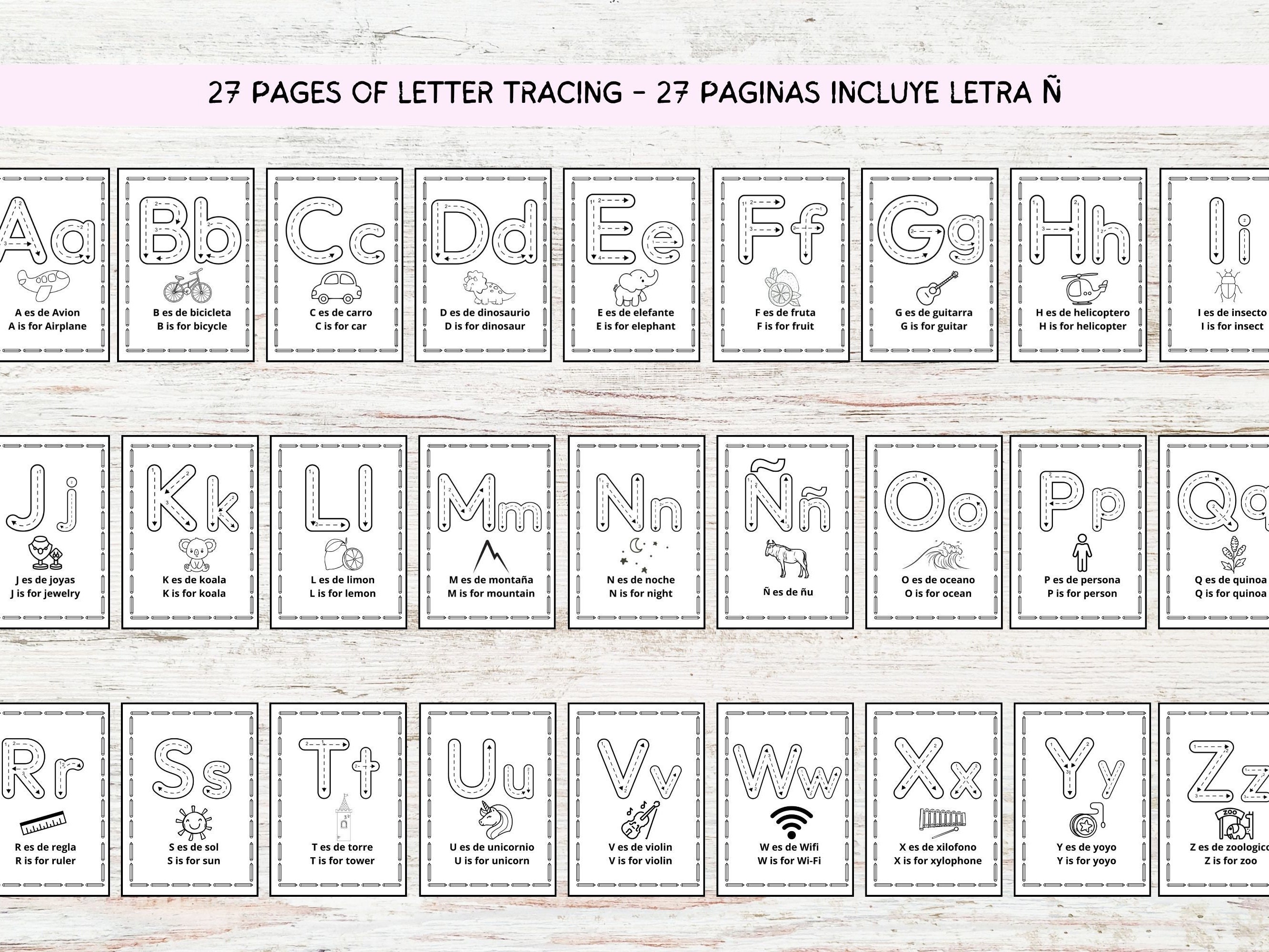 Bilingual Alphabet Tracing,abc Tracing Letters, Tracing Activities ...