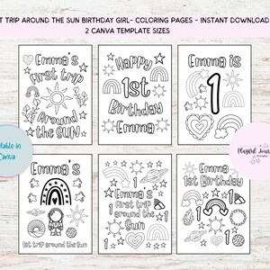 Pink First Trip Around the Sun Birthday,editable Canva Template ...