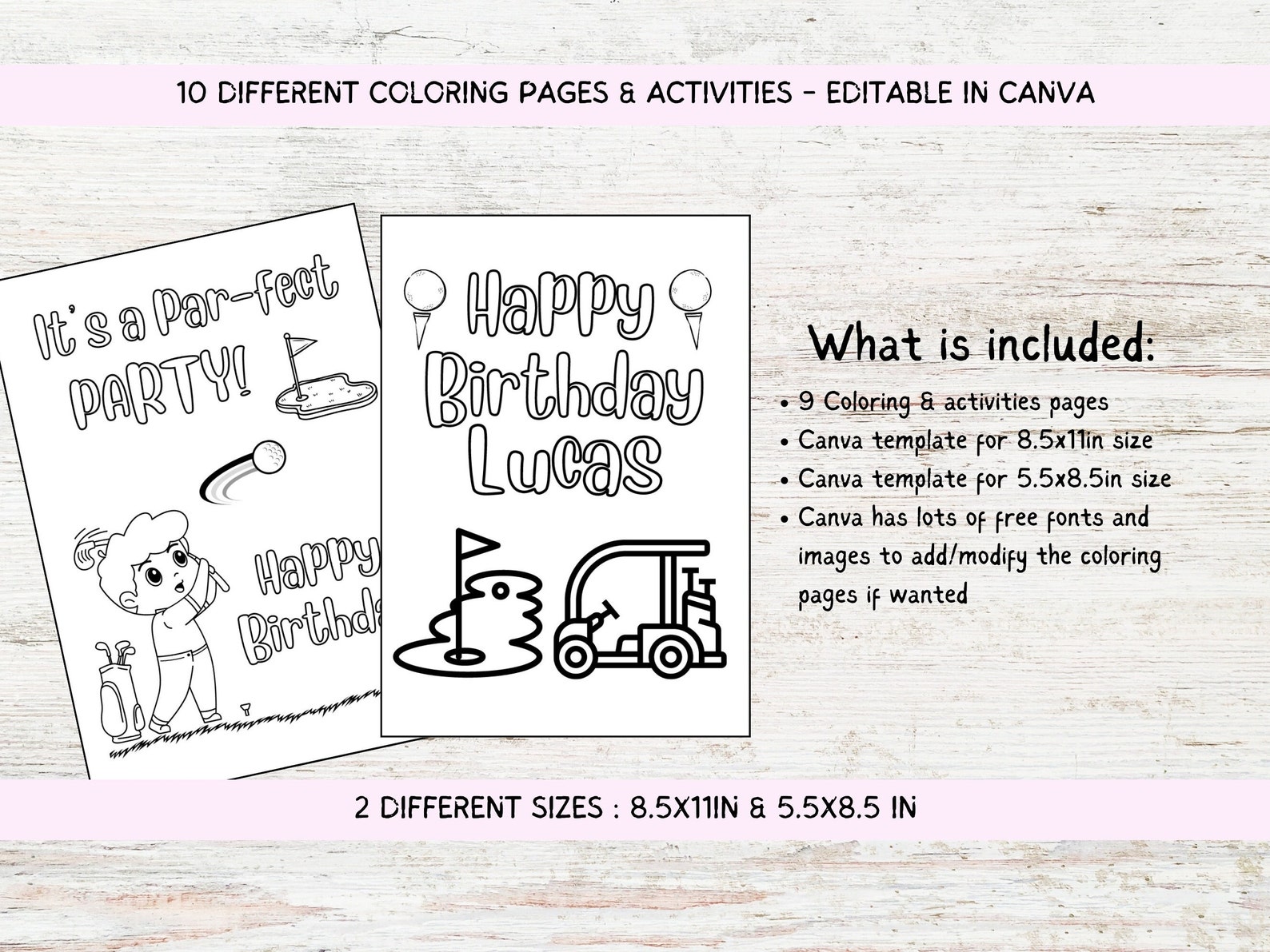Editable Golf Coloring Pages,golf Activity Pages,golf Birthday Party ...