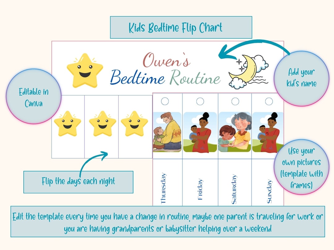 Bedtime Routine Flip Chart, Routine Flip Chart,kids Routine Flip Chart ...