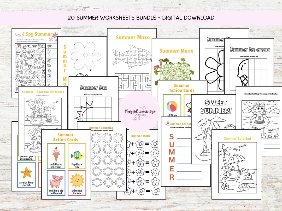 Summer Theme Activity Bundle,summer Printable, Summer Activity Coloring ...