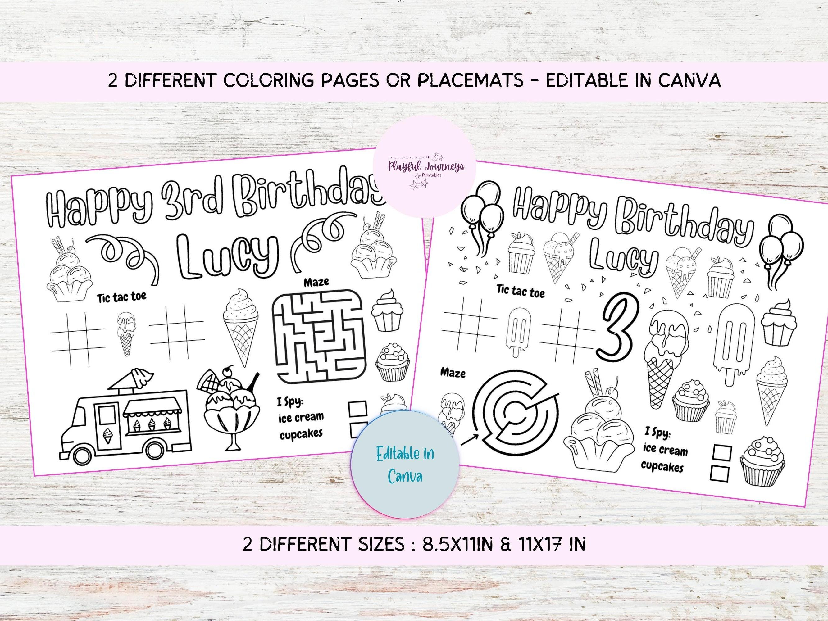 Three Scoops of Fun Birthday Coloring Pages,ice Cream Activity Pages ...