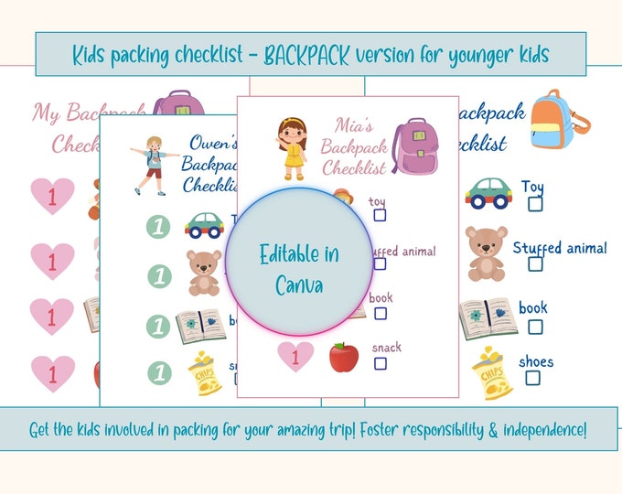Kids Packing List, Kids Checklist , Vacation Travel Packing List ...