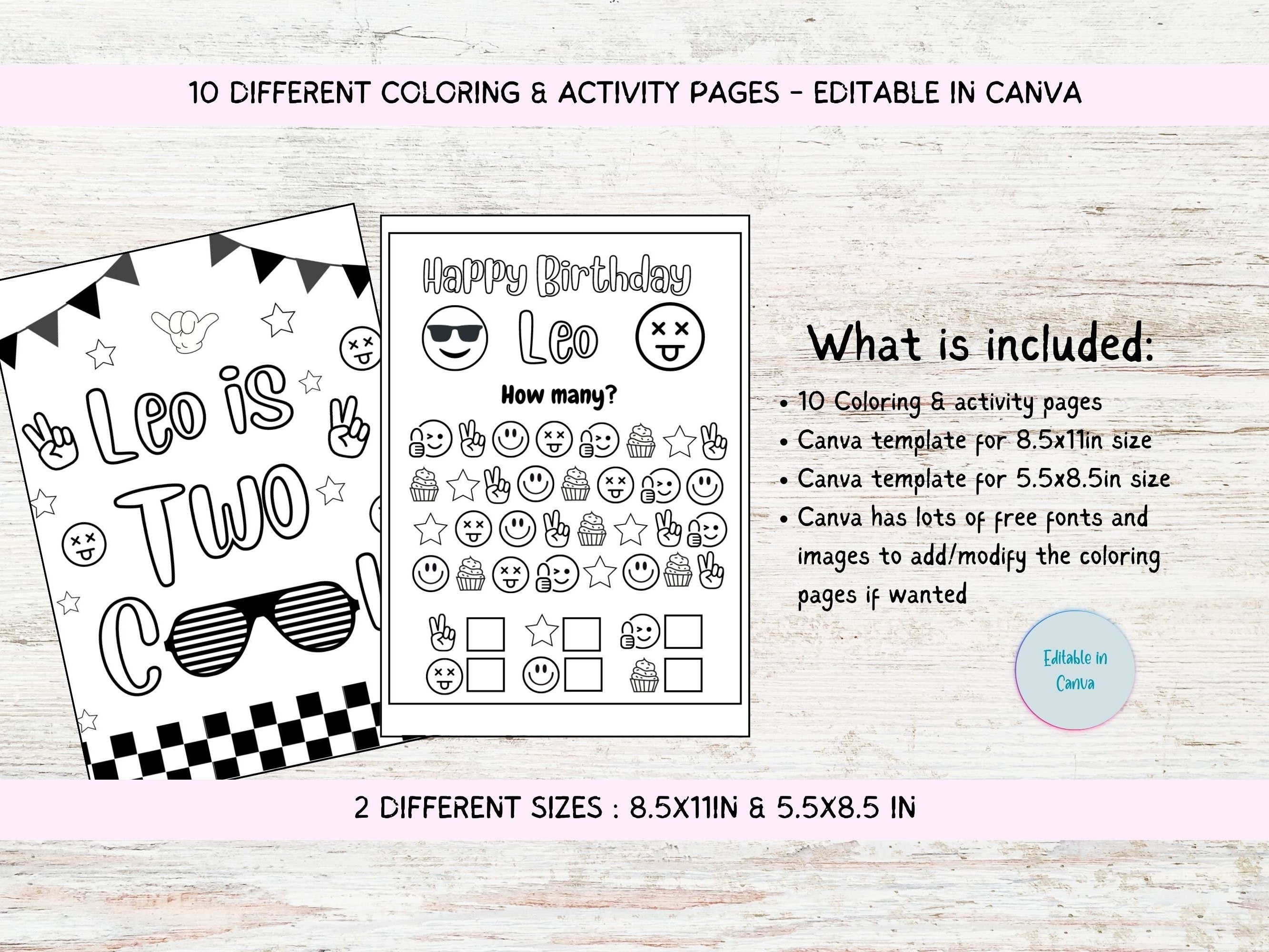 Editable Two Cool Coloring Pages,two Cool Activity Pages,two Cool ...