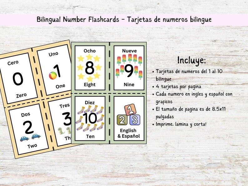 Number Flash Cards,123 Flash Cards, Bilingual Number Flash Cards ...