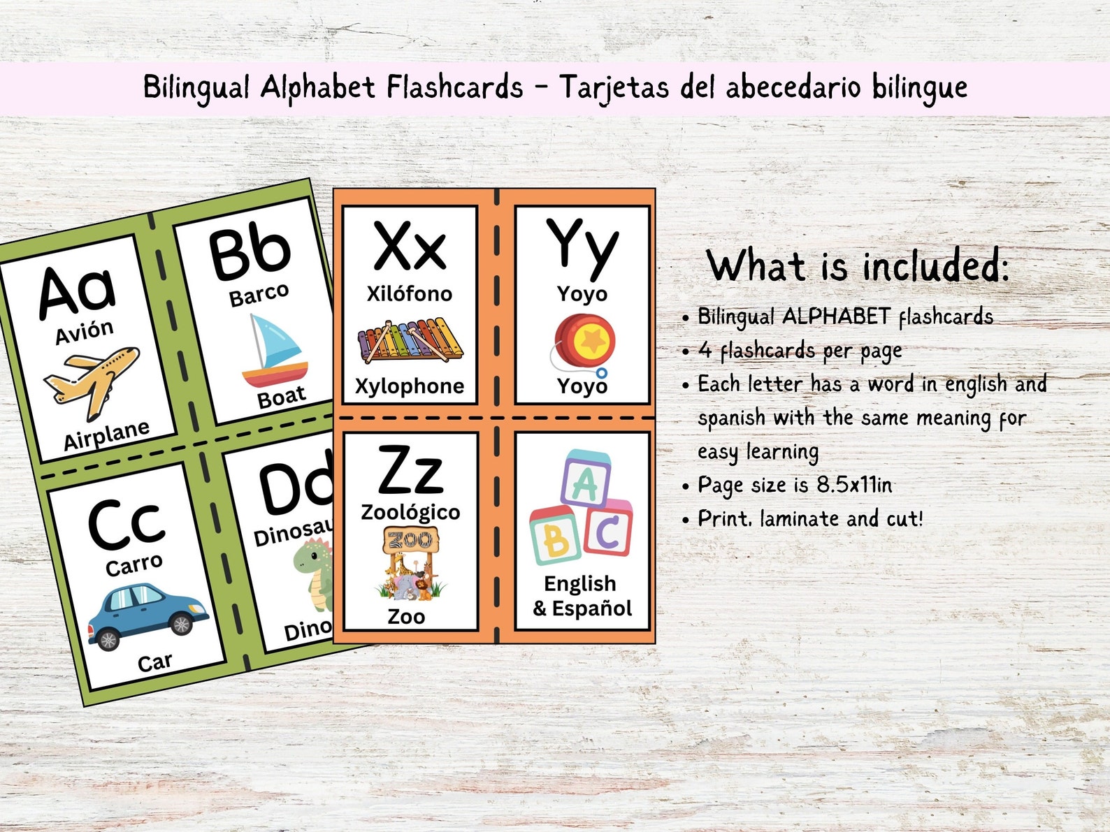 Alphabet Flash Cards,abc Flash Cards, Bilingual Alphabet Flash Cards ...
