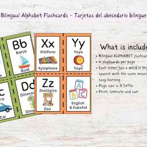 Alphabet Flash Cards,abc Flash Cards, Bilingual Alphabet Flash Cards ...
