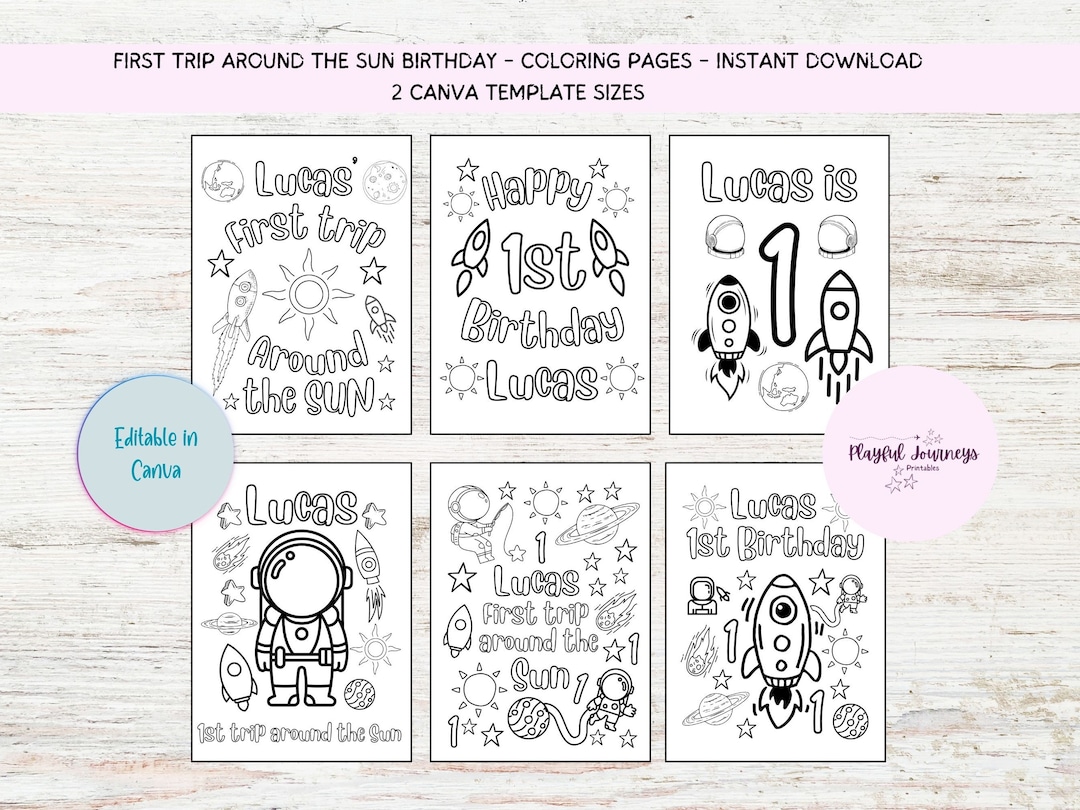 First Trip Around the Sun Birthday,editable Canva Template ...