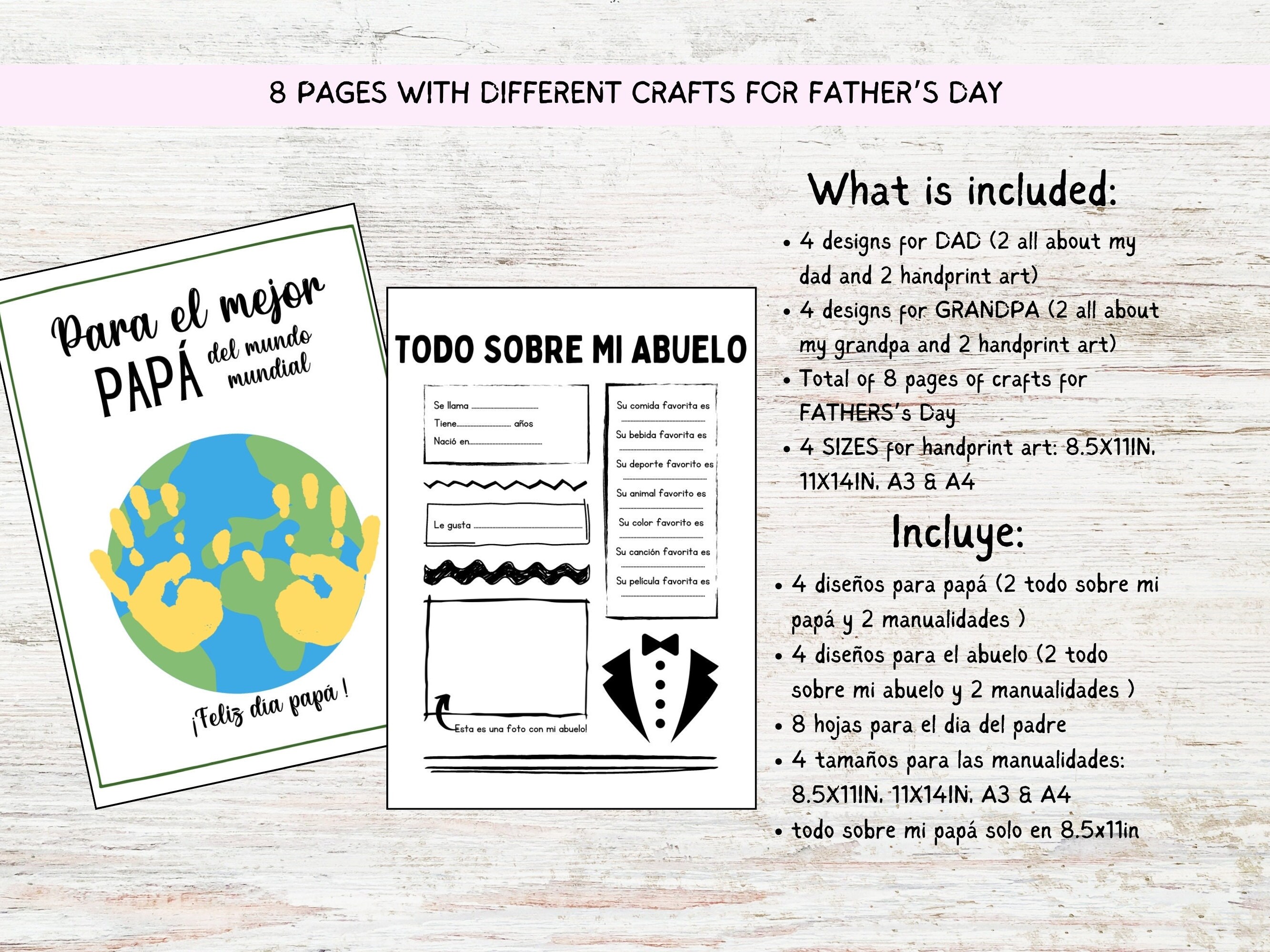 Father's Day Spanish Handprint,dia Del Padre Regalo Para Papa,father's ...