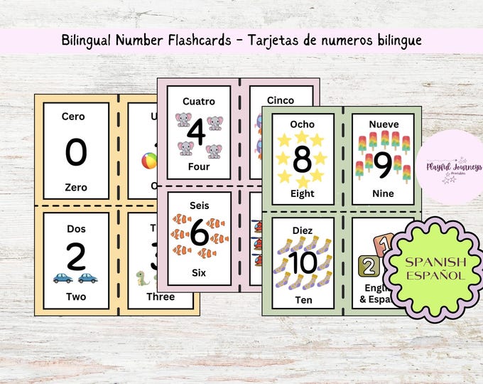 Tarjetas de números imprimibles para niños, del 1 al 10 inglés-español ...