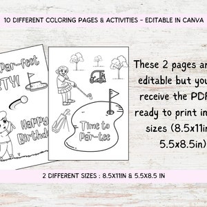 Editable Golf Coloring Pages,golf Activity Pages,golf Birthday Party ...