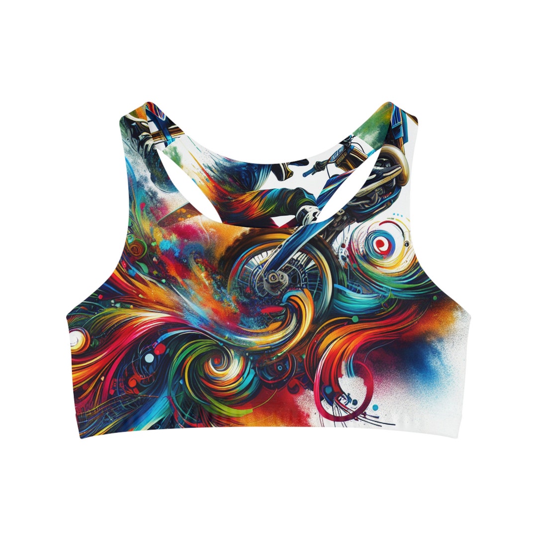 Chromatic Velocity Moto Whirl Sports Bra - Etsy